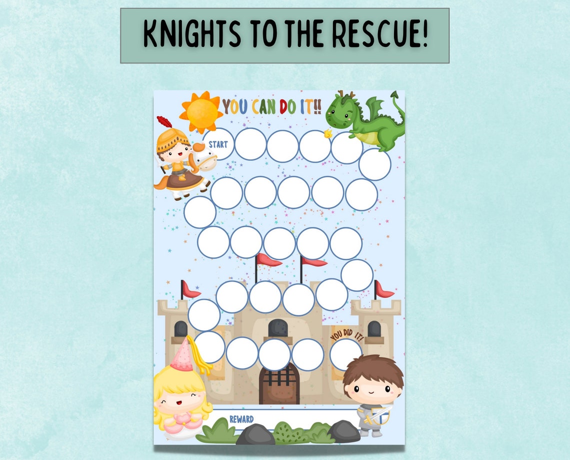 Printable Knights Reward Chart, Kids Daily Chore Chart, Boys Sticker ...