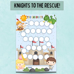 Printable Knights Reward Chart, Kids Daily Chore Chart, Boys Sticker ...