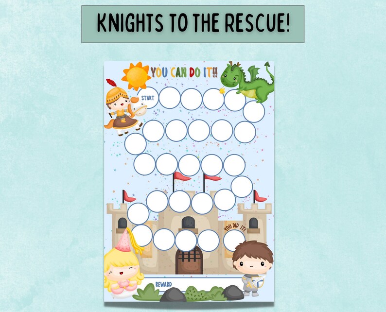 Printable Knights Reward Chart, Kids Daily Chore Chart, Boys Sticker ...