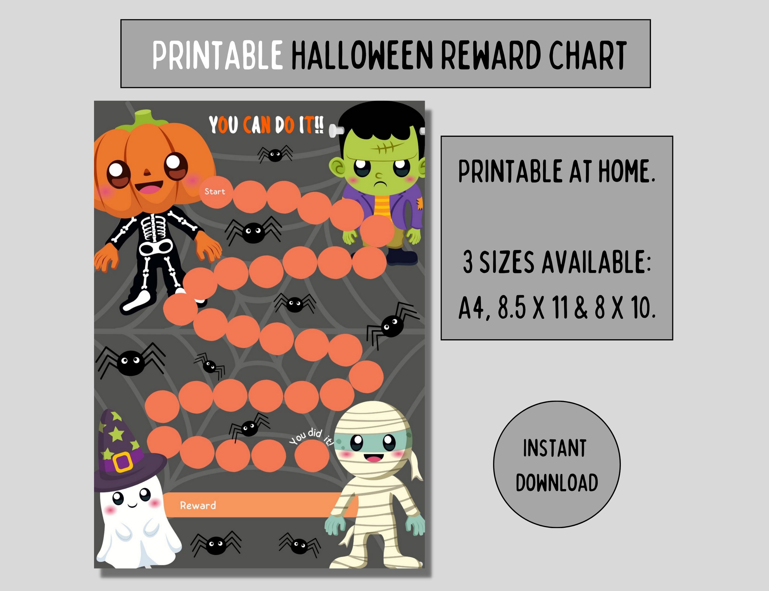 Halloween Reward Chart Printable Daily Chore Chart Kids - Etsy