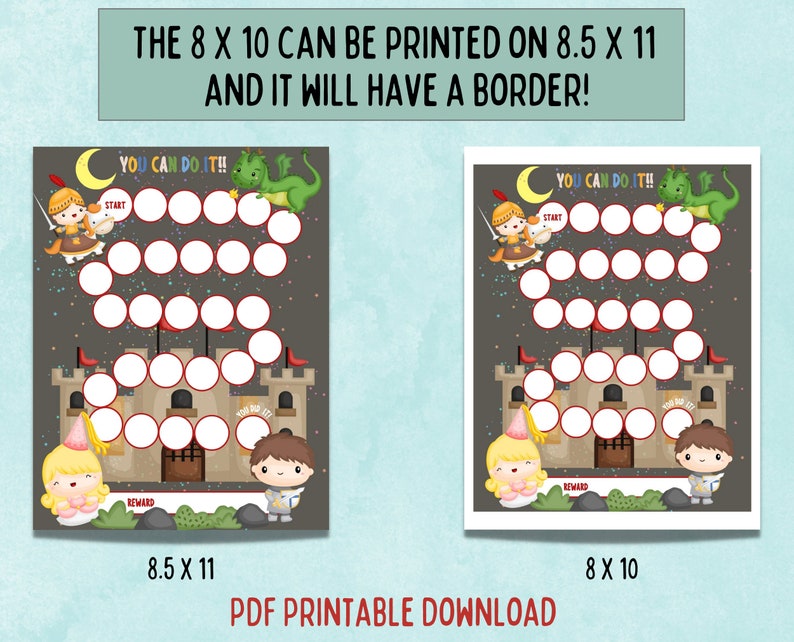 Printable Knights Reward Chart, Kids Daily Chore Chart, Boys Sticker ...