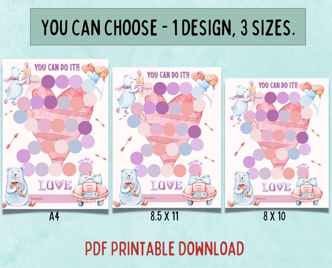 Valentines Kids Reward Chart Printable Sticker Chart Toddler - Etsy