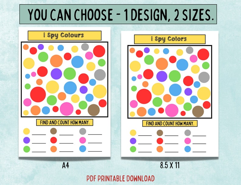 I Spy Printable Game: Colors and Shapes (digital Download) - Etsy Israel
