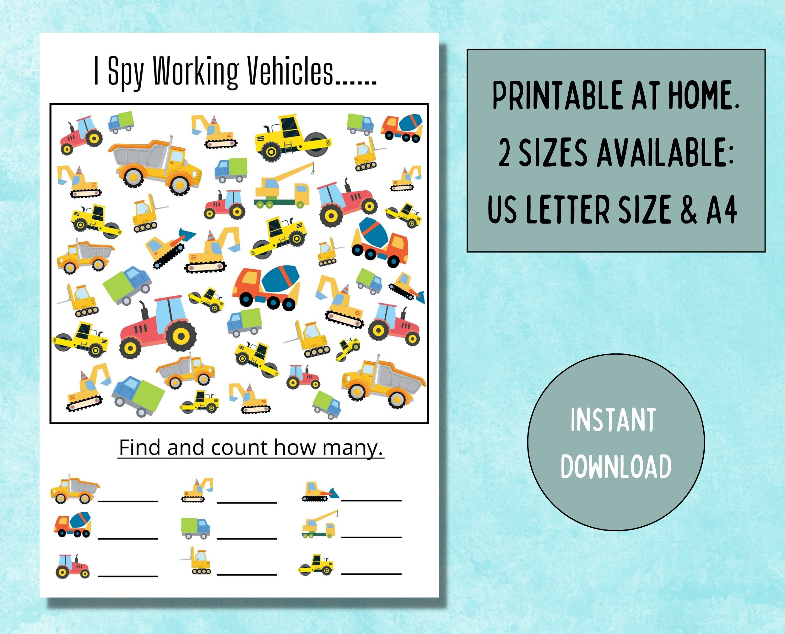 I Spy Game, Preschool Worksheets, I Spy Construction, Kindergarten ...