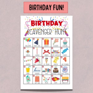 Printable Birthday Scavenger Hunt, Birthday Look and Find, Birthday ...