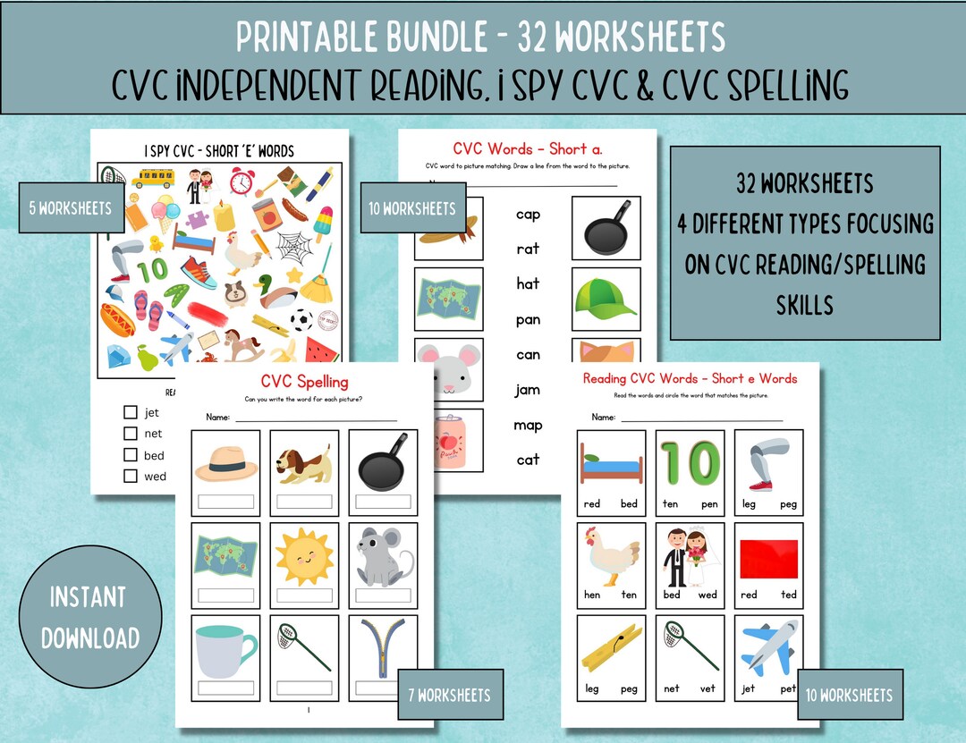 CVC Printable Bundle I Spy Cvc's Reading Cvc'c - Etsy