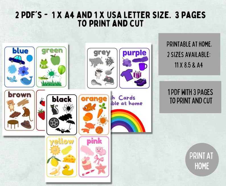 Printable Colour Flashcards: Preschool Learning (PDF) - Etsy