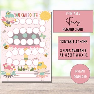 Printable Sticker Chart, Fairy Reward Chart, Behavior Chart Kids, Girls ...