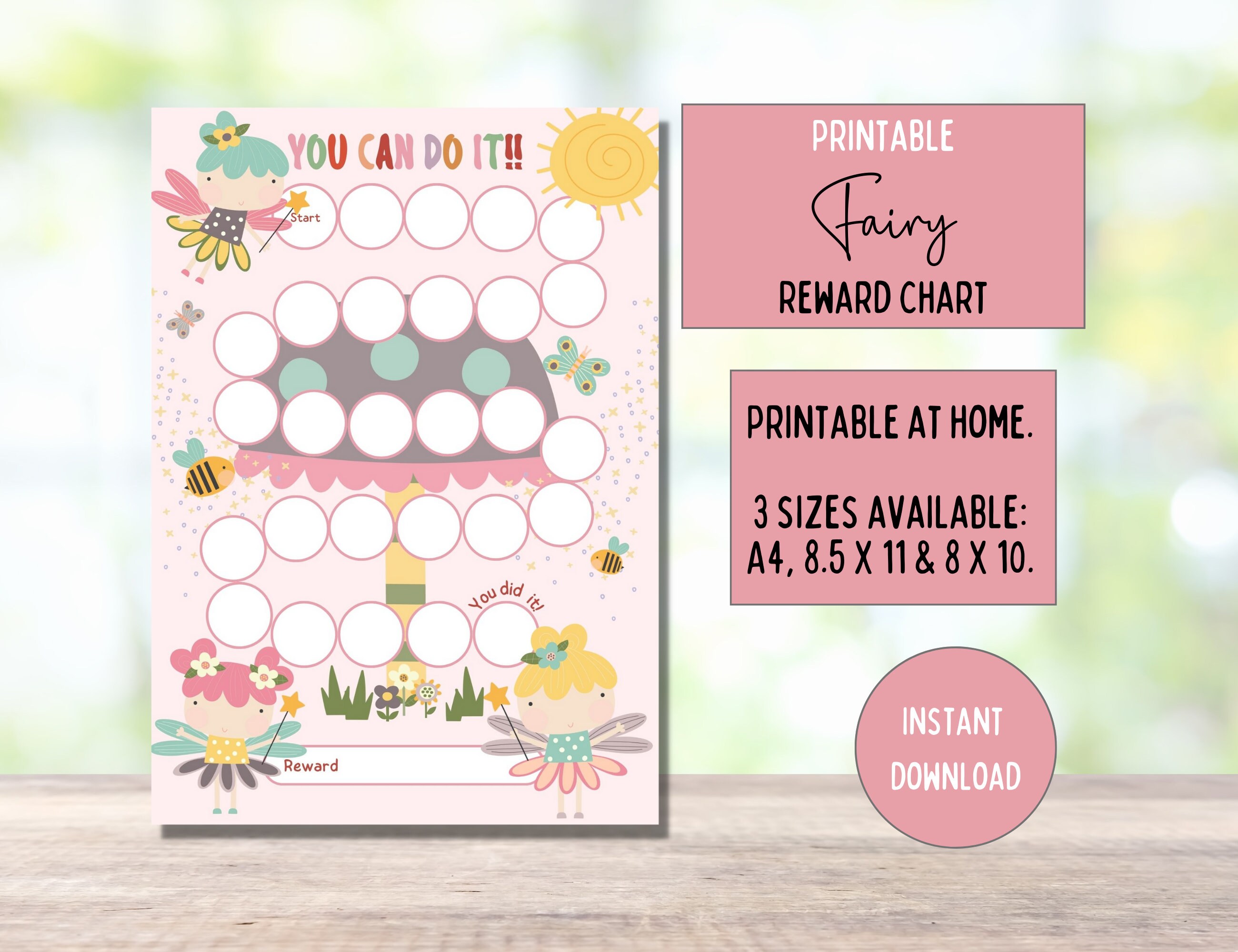 Printable Sticker Chart, Fairy Reward Chart, Behavior Chart Kids, Girls ...