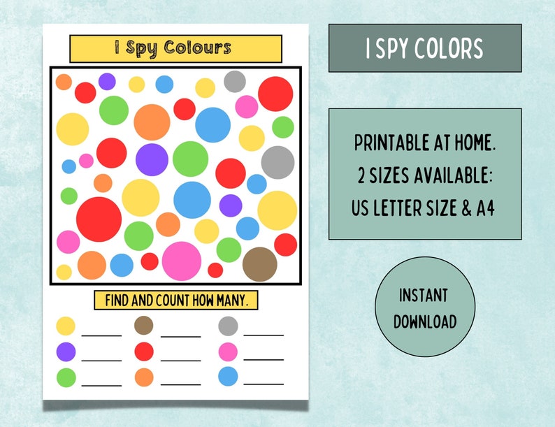 I Spy Printable Game: Colors and Shapes (digital Download) - Etsy Israel