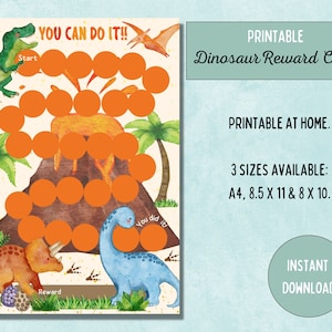 Dinosaur Reward Chart Printable, Dinosaur Sticker Chart, Toddler Chore ...