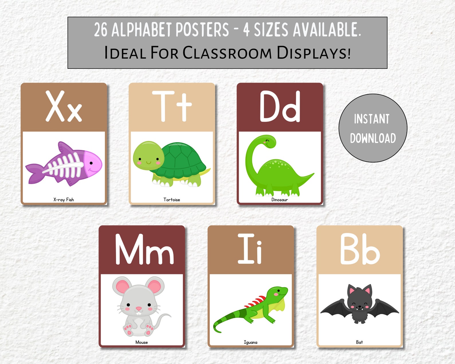 Animal ABC Poster Pack Printable,classroom Alphabet Display, Bulletin ...