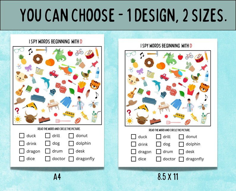 I Spy Words Beginning With D Printable, Initial Sounds Worksheet, Learn ...