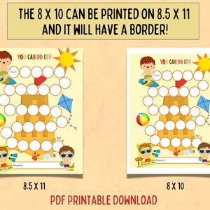 Printable Sticker Chart, Beach Reward Chart, Summer Behavior Chart Kids ...