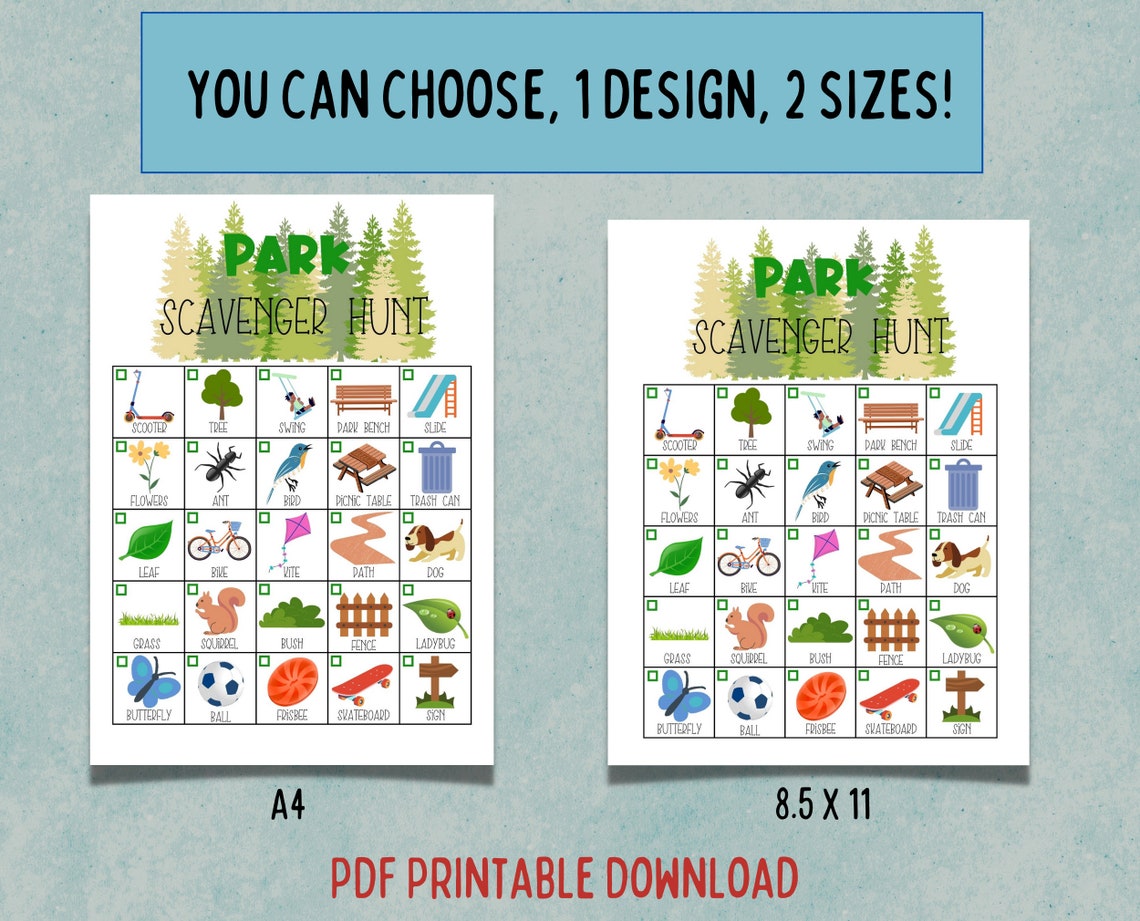 Printable Park Scavenger Hunt for Kids (digital Download) - Etsy