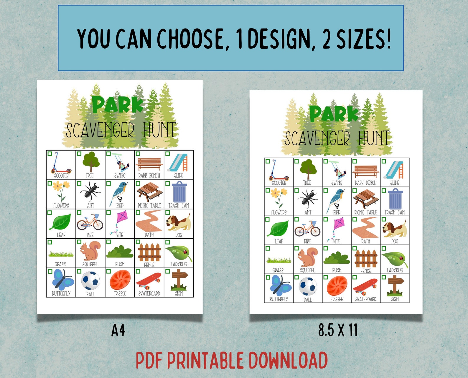 Printable Park Scavenger Hunt for Kids (digital Download) - Etsy