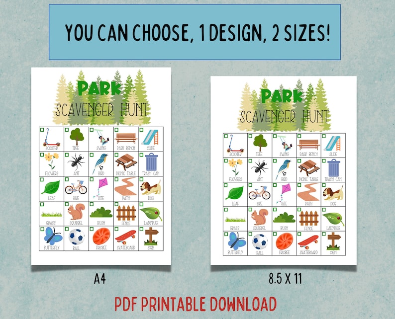 Printable Park Scavenger Hunt for Kids (digital Download) - Etsy