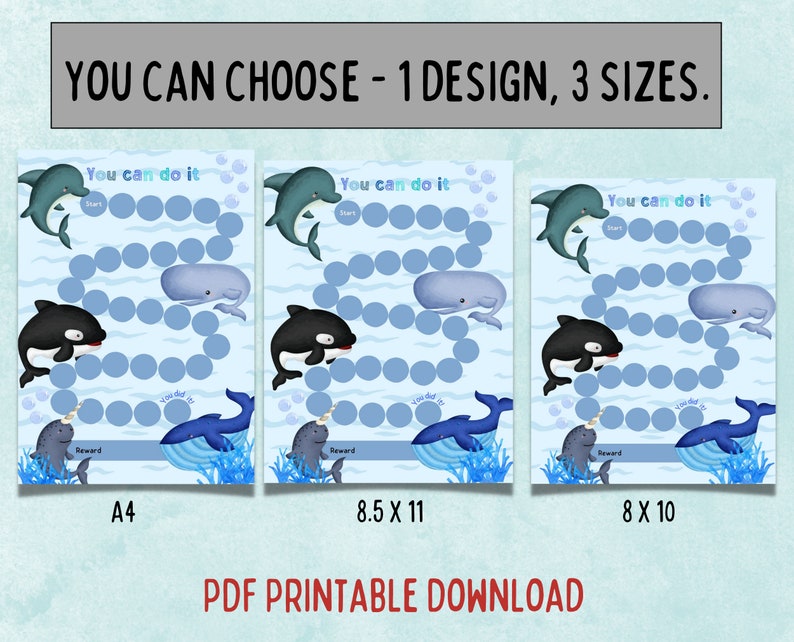 Whales Reward Chart for Kids Printable, Ocean Sticker Chart Kids, Daily ...