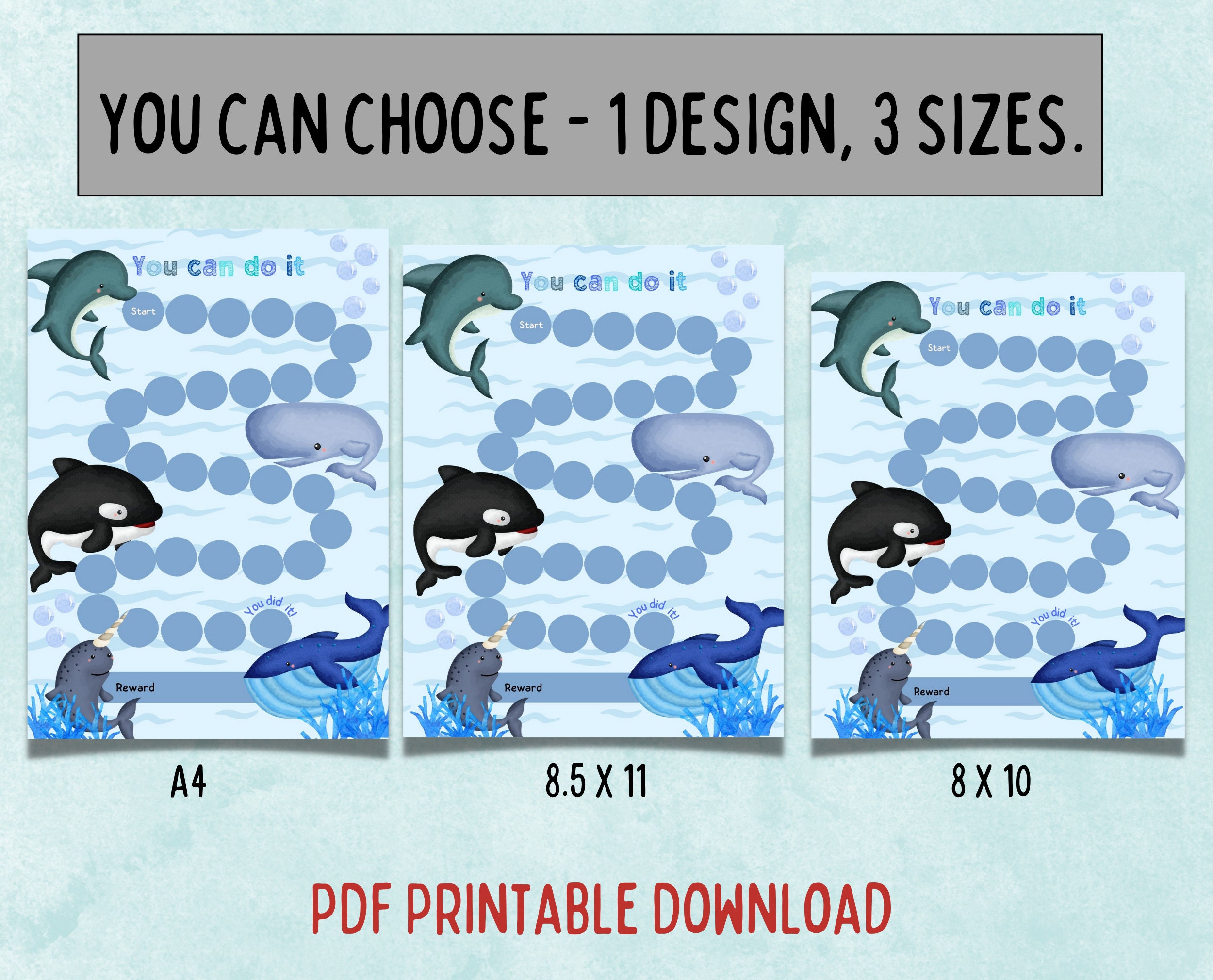 Whale Reward Chart Printable: Ocean Chore Chart for Kids (digital ...