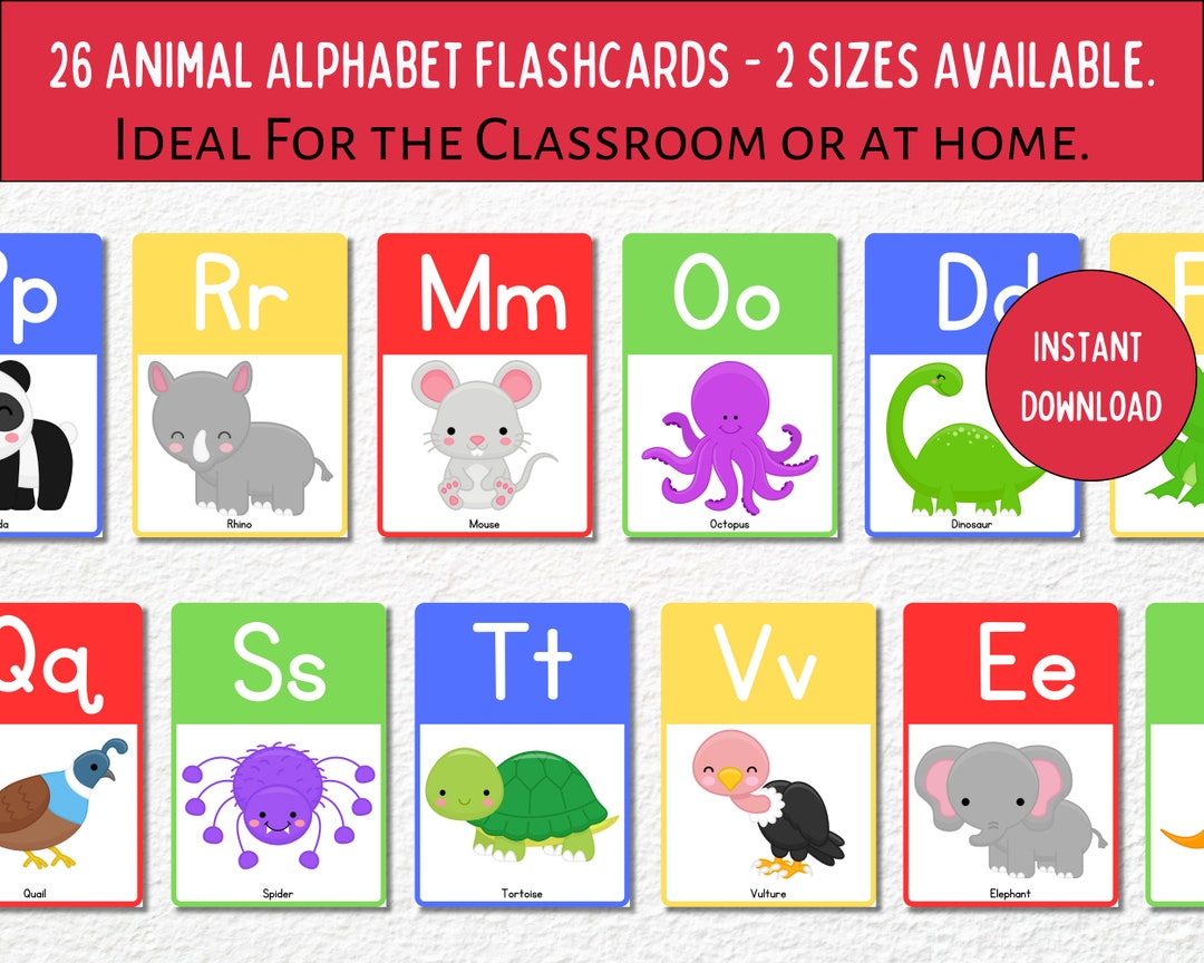 Alphabet Flashcards Printable, ABC Picture Cards, Preschool Alphabet ...
