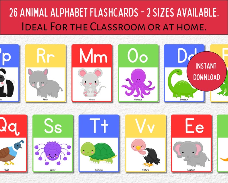 Alphabet Flashcards Printable, ABC Picture Cards, Preschool Alphabet ...