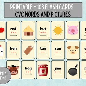 CVC Phonics Flashcards, CVC Printable Flashcards, Preschool Learn to ...