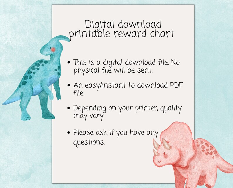 Dinosaur Reward Chart Printable, Dinosaur Sticker Chart, Toddler Chore ...