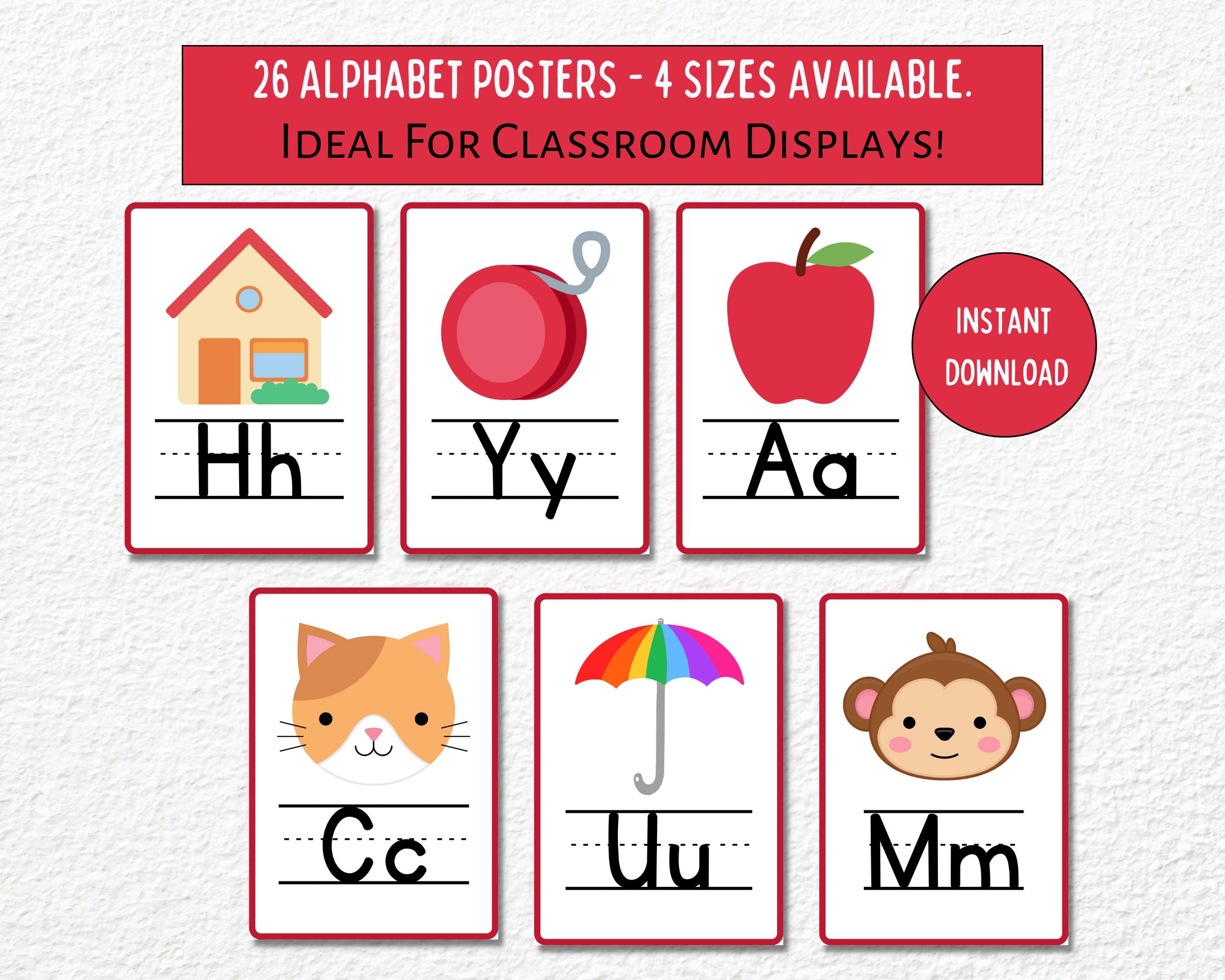 ABC Numbers Poster Pack Printable,classroom Alphabet Display, Number ...