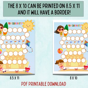 Summer Reward Chart for Kids Printable, Girls Sticker Chart Printable ...