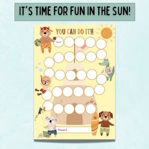 Summer Reward Chart for Kids Printable, Beach Sticker Chart Printable ...