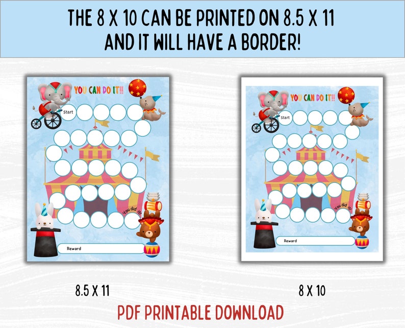 Circus Reward Chart for Kids Printable,sticker Chart Printable,daily ...