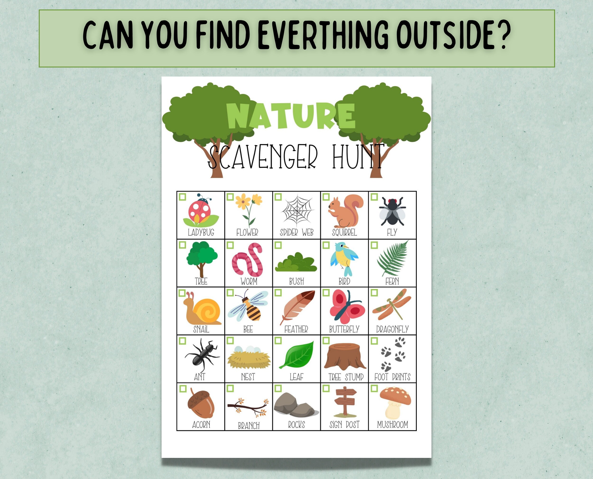 Printable Nature Scavenger Hunt, Nature Look and Find, Summer Vacation ...