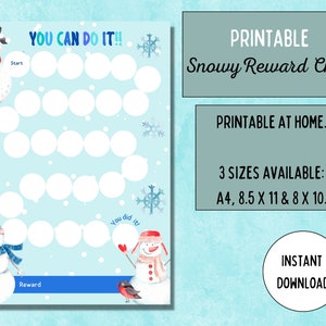 Snowy Reward Chart for Kids,printable Snowman Sticker Chart, Chore ...