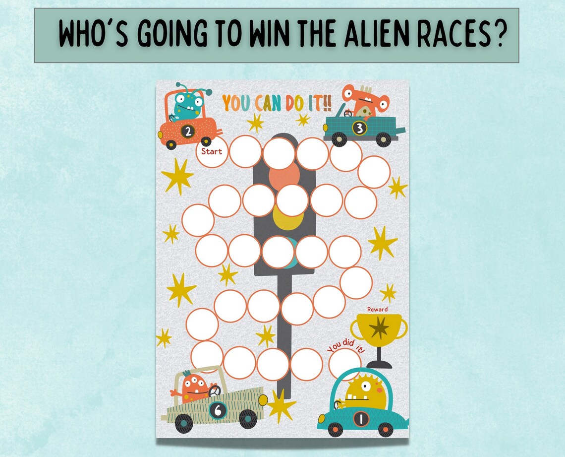 Printable Alien Reward Chart, Daily Chore Chart Kids, Printable Routine ...