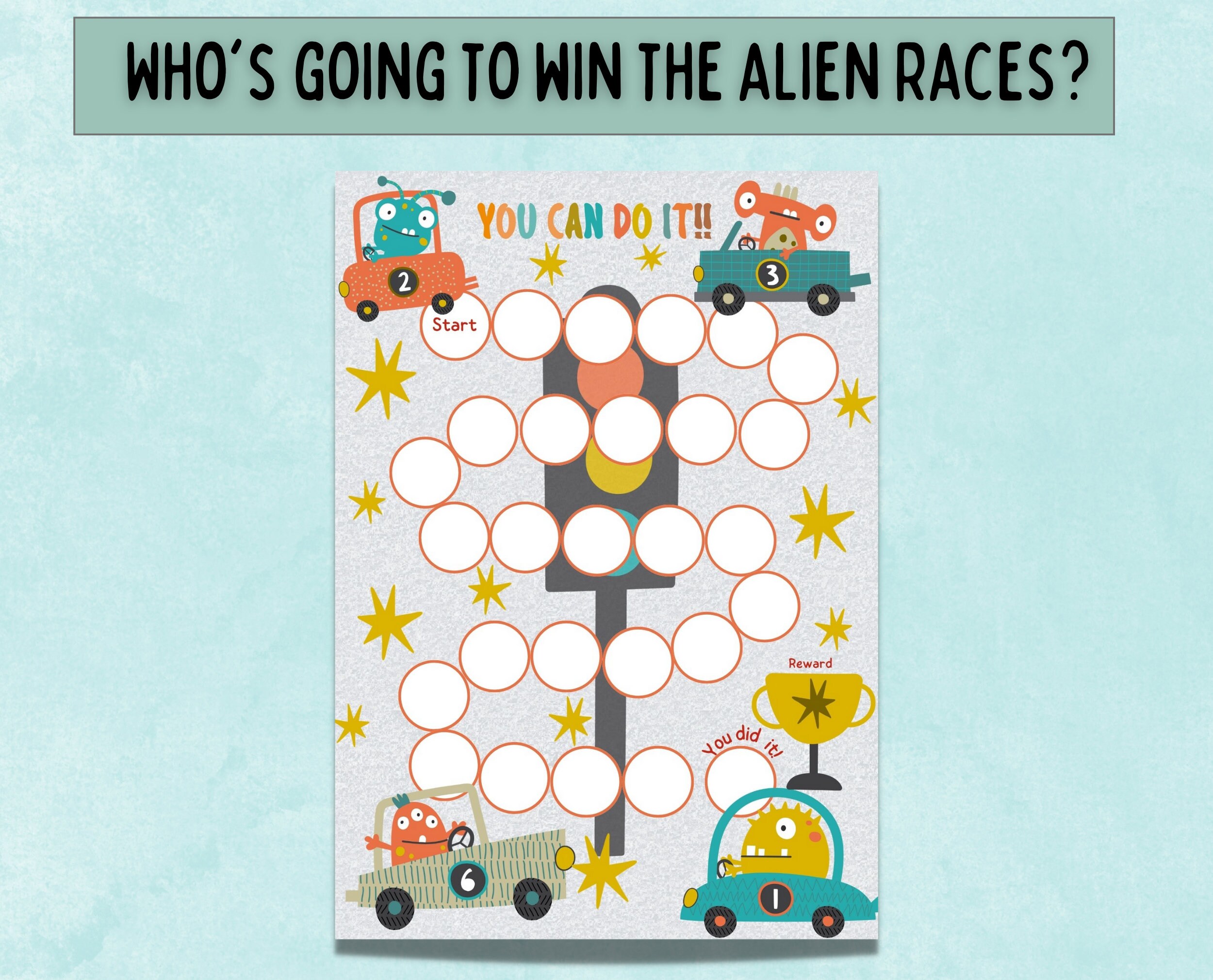 Printable Alien Reward Chart, Daily Chore Chart Kids, Printable Routine ...