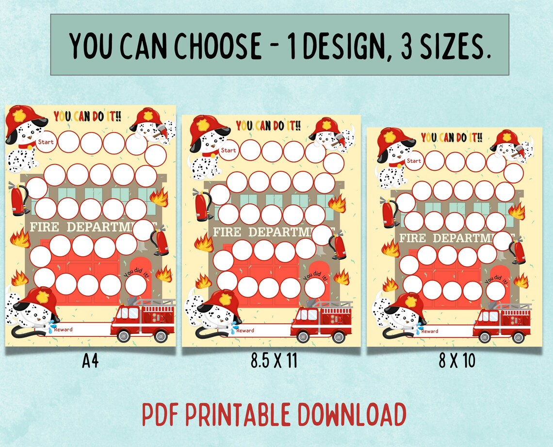 Printable Fire Dog Reward Chart, Daily Chore Chart, Kids Routine ...