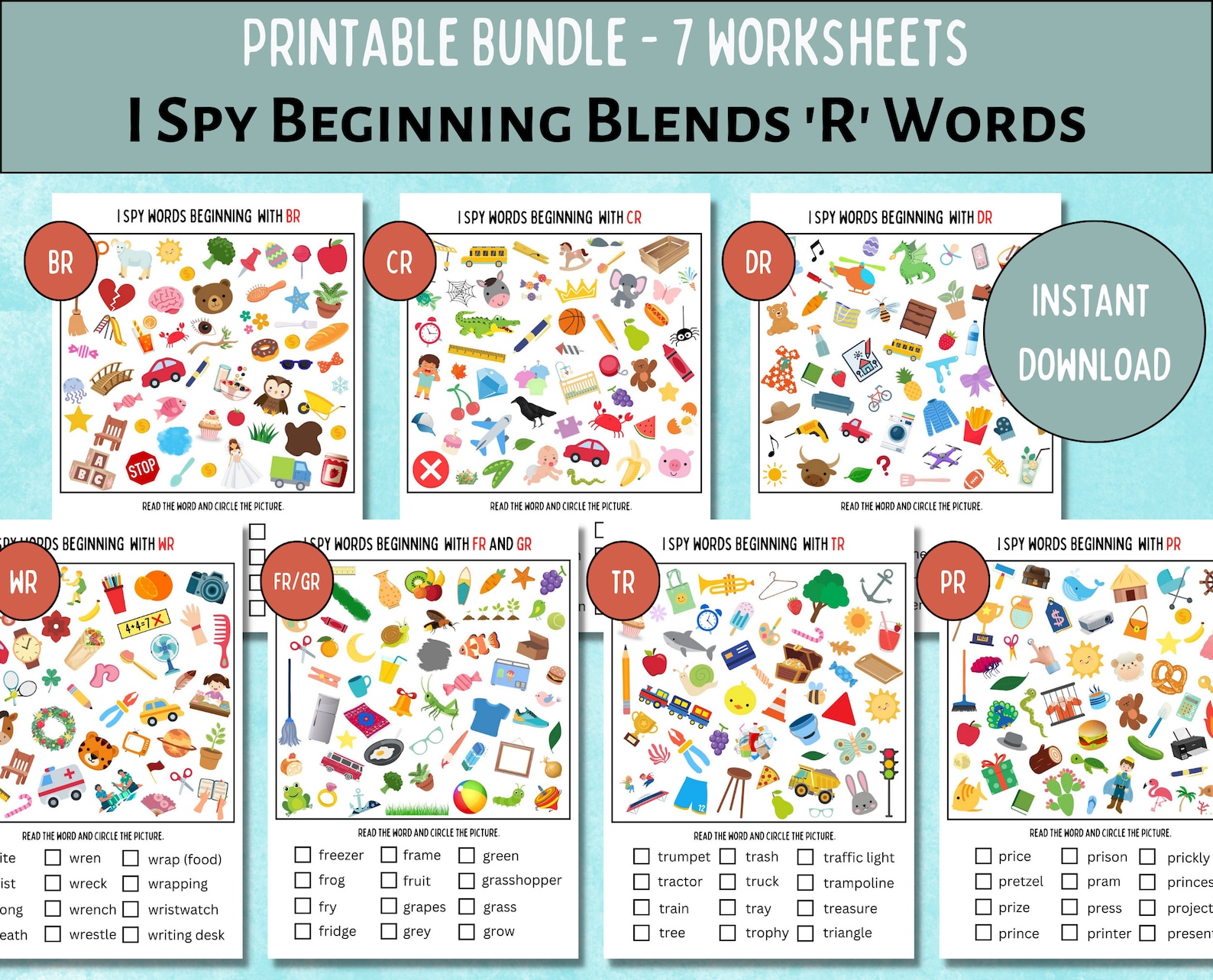 Beginning Word Blends Printable I Spy Game, Consonant Blends Worksheets ...