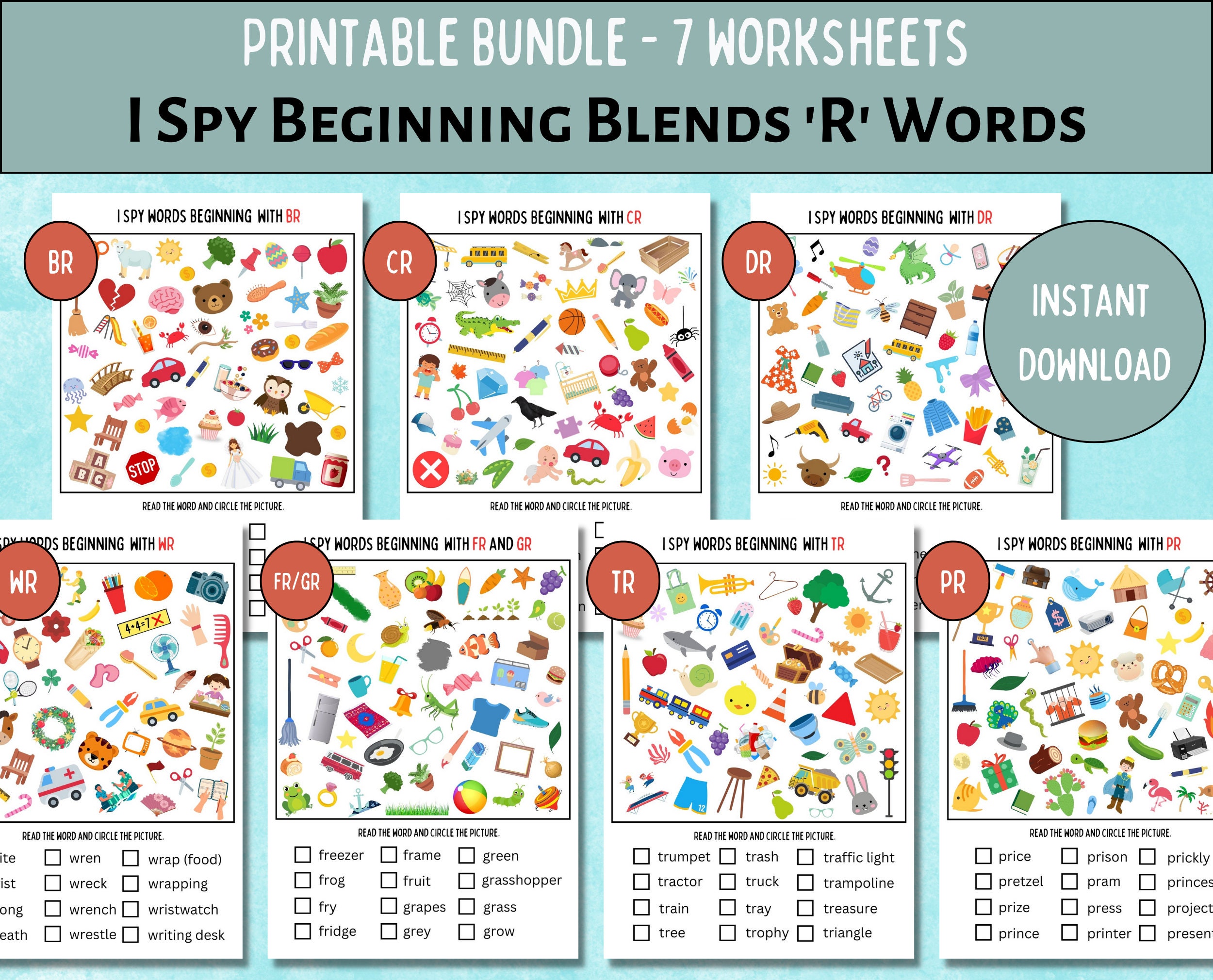 Beginning Word Blends Printable I Spy Game, Consonant Blends Worksheets ...