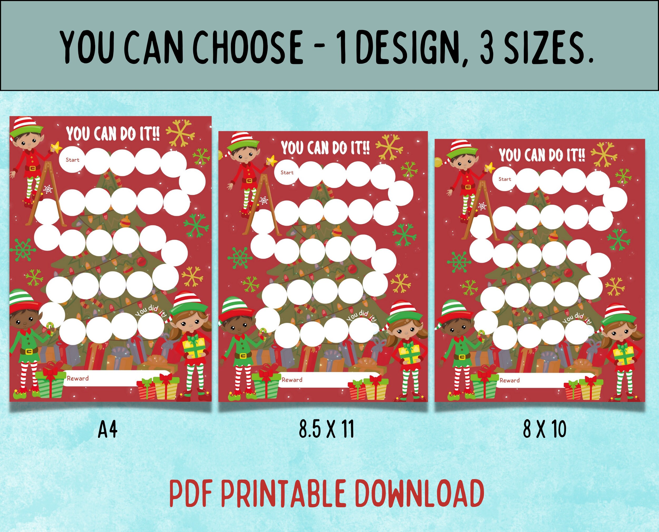 Christmas Reward Chart Printable, Sticker Chart Printable, Kids Chore ...