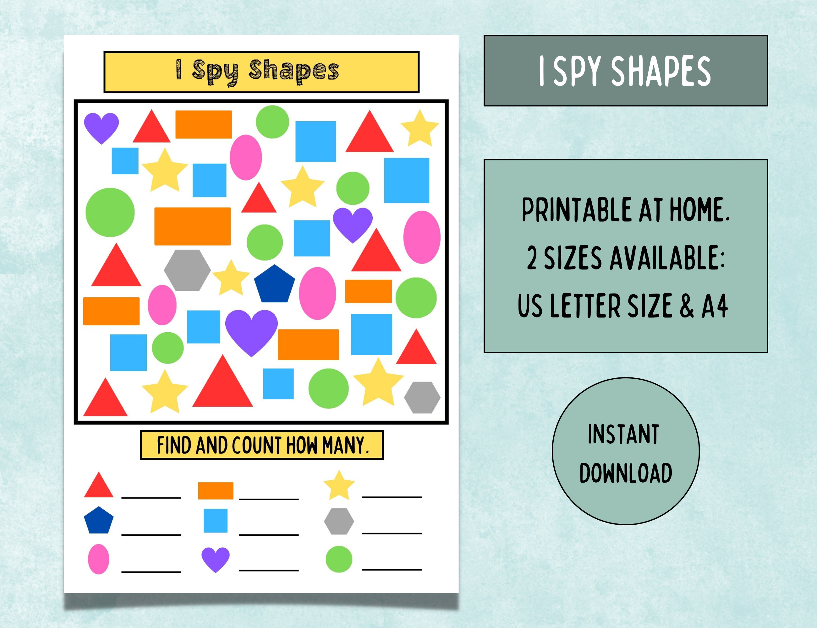 I Spy Printable Activities for Preschool, I Spy Counting Games, Look ...