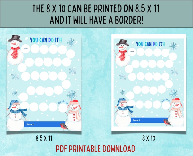 Snowy Reward Chart for Kids,printable Snowman Sticker Chart, Chore ...