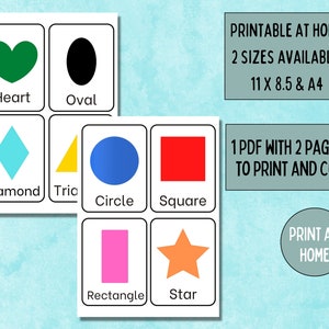 Printable Shape Flashcards: Homeschool Learning (PDF) - Etsy