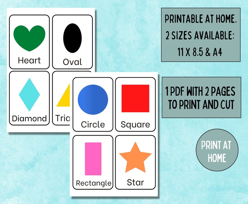 Printable Shape Flashcards: Homeschool Learning (PDF) - Etsy