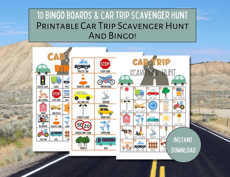 Printable Car Trip Bingo & Scavenger Hunt: Kids Road Trip Games ...