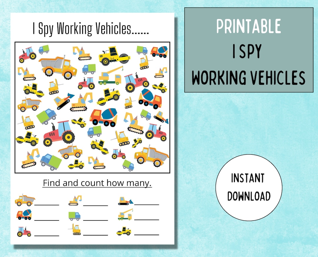 I Spy Game, Preschool Worksheets, I Spy Construction, Kindergarten ...