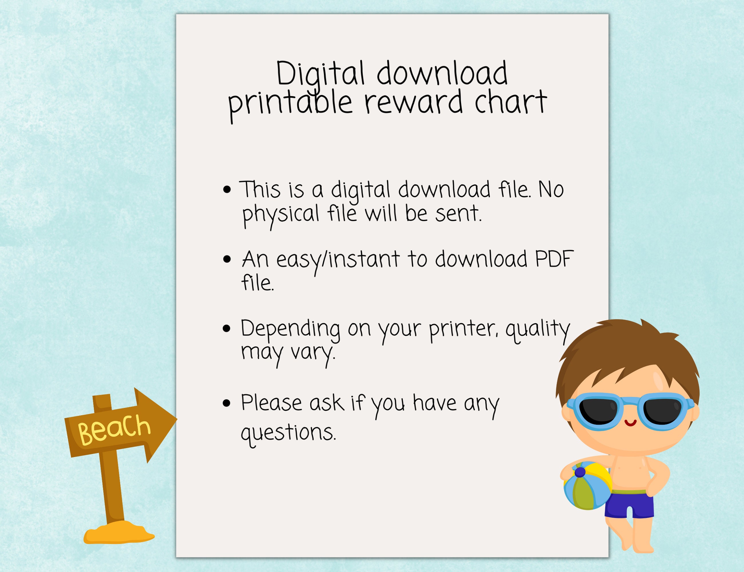 Summer Reward Chart for Kids Printable, Boys Sticker Chart Printable ...