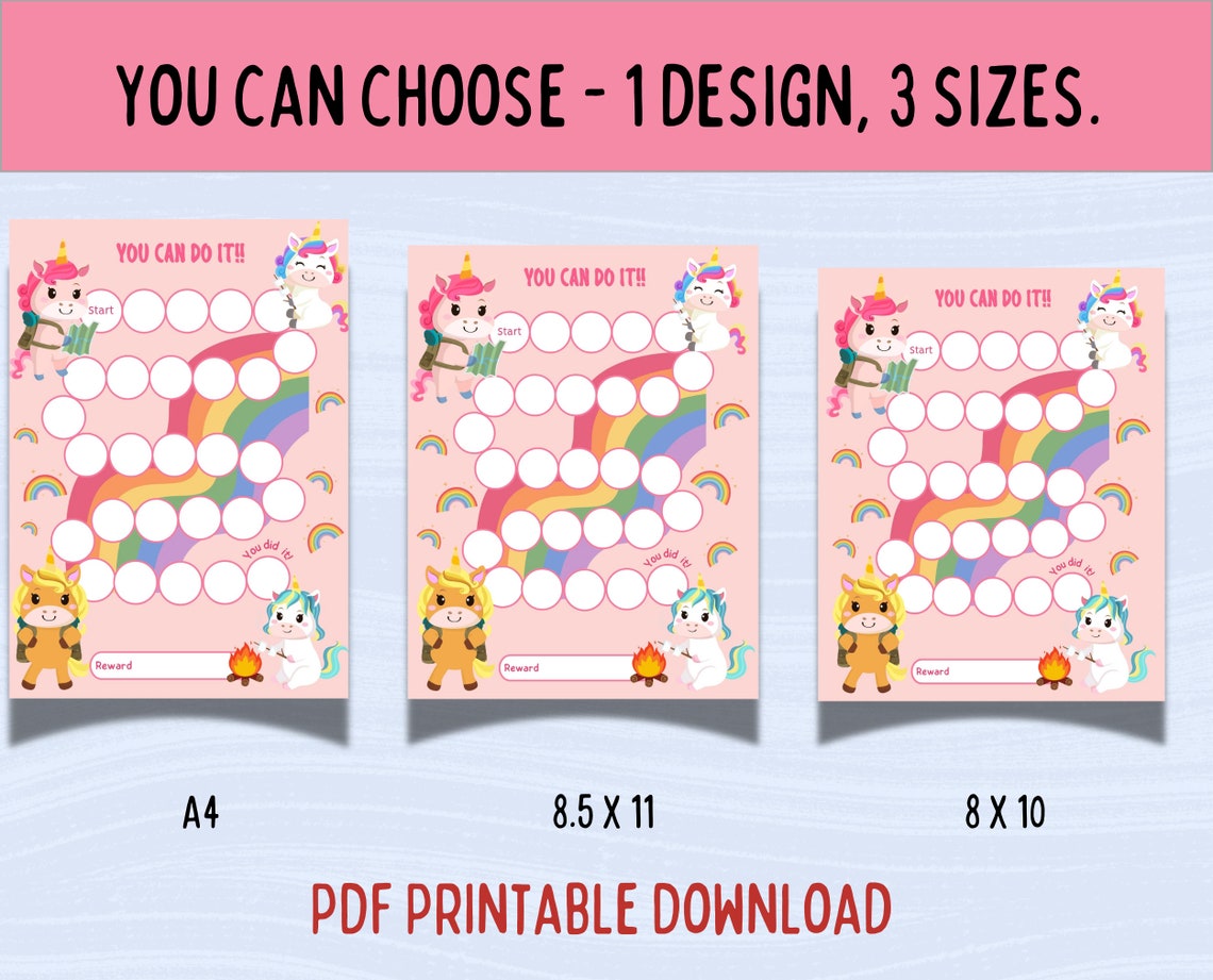 Unicorn Reward Chart for Kids Printable, Rainbow Sticker Chart, Daily ...