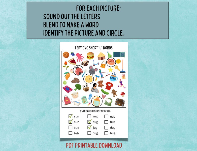CVC Printable Bundle, I Spy Cvc's, Reading Cvc'c, Spelling Cvc's ...