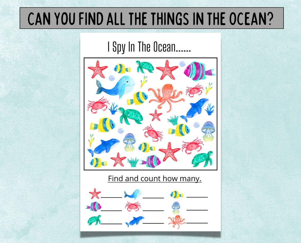I Spy in the Ocean Printable: Kids Counting Game (digital Download) - Etsy