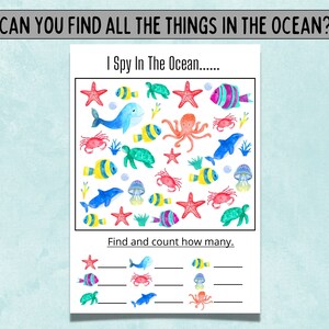 I Spy Game Printable, Preschool Worksheets, I Spy in the Ocean ...
